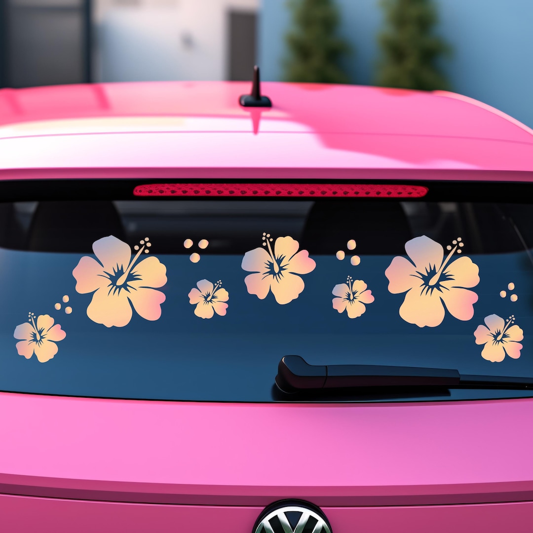 Hibiscus Holographic Flower Decal, Flower Decal for Car, Flower Sticker ...