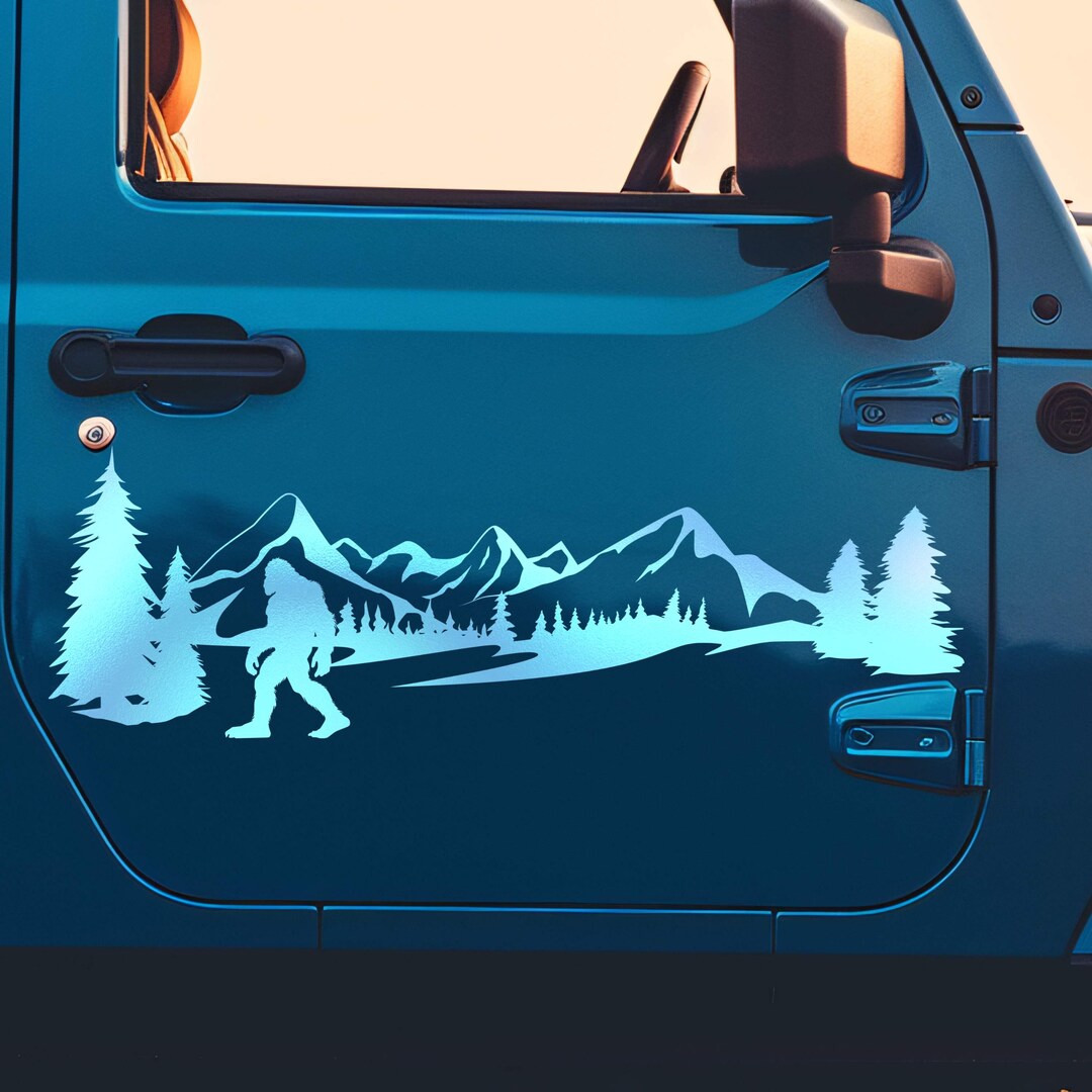 Bigfoot in Forest Car Vinyl Decal Sticker, Mountain Bigfoot Sticker ...