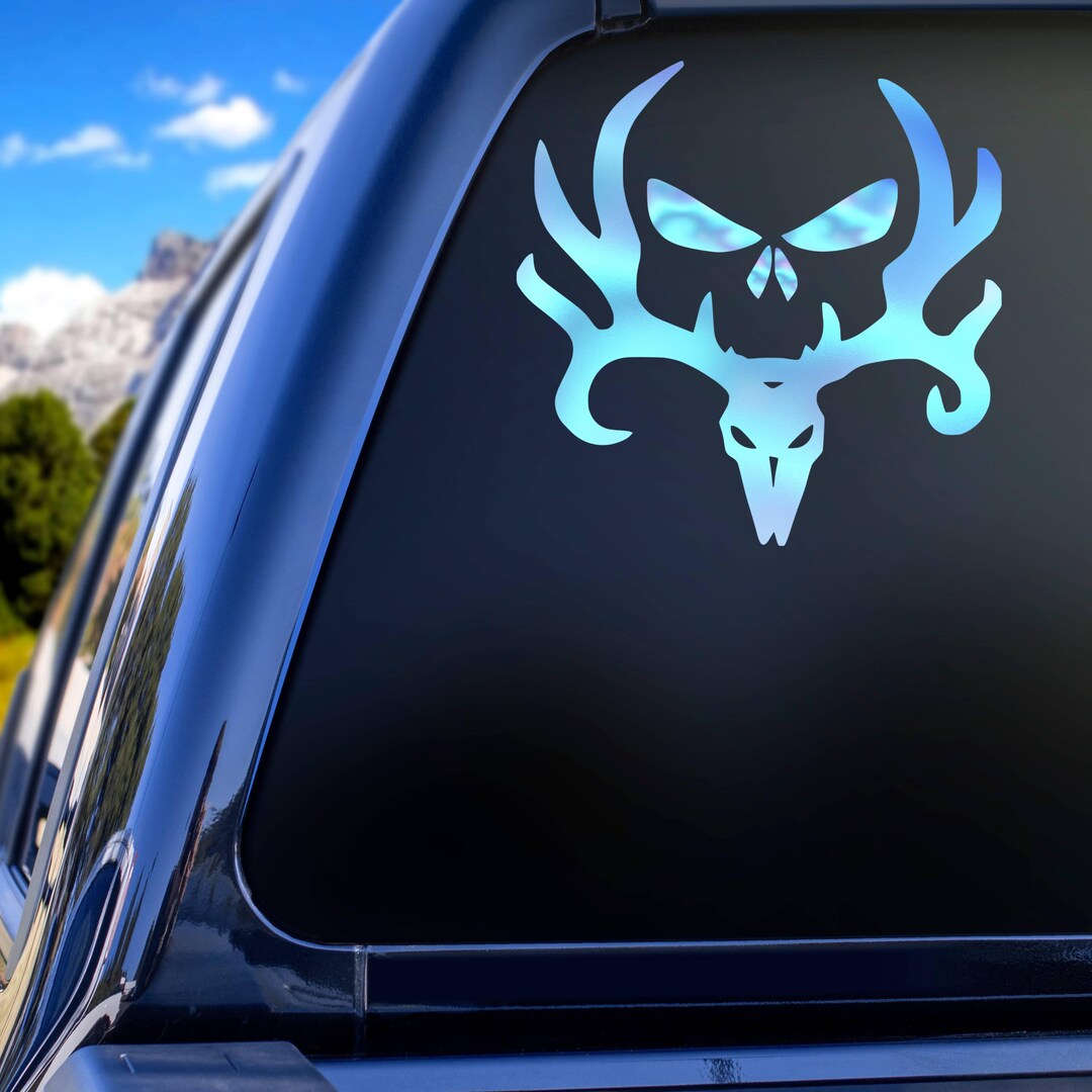 Deer Hunting Skull Vinyl Decal Sticker, Deer Rack and Skull Sticker for ...