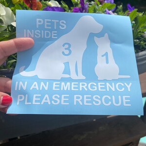 Emergency Pet Decal, Pets Inside Decal, Rescue Pets Decal, Pet Rescue ...