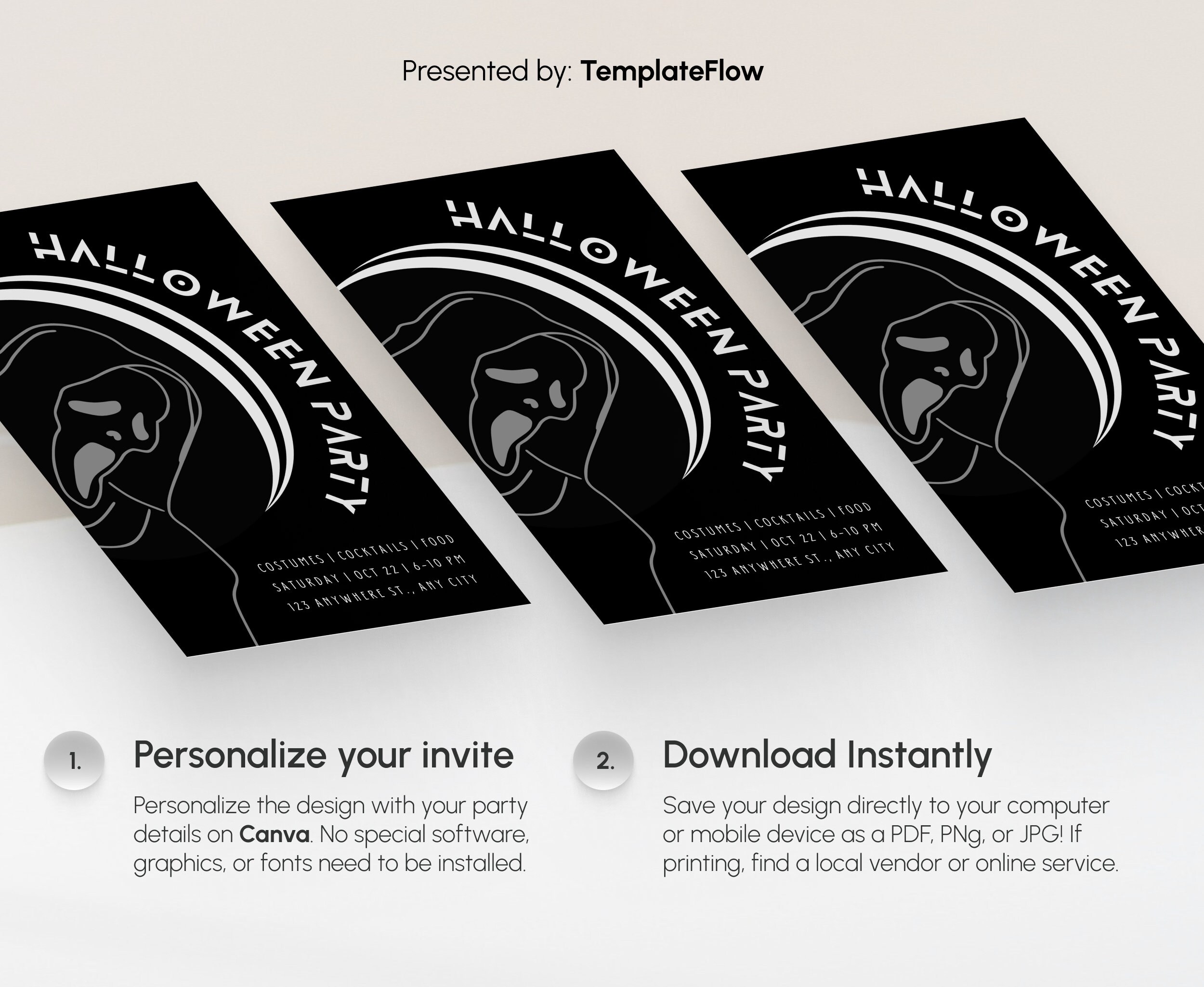 Editable Halloween Party Invitation Announcement Template Minimalist ...