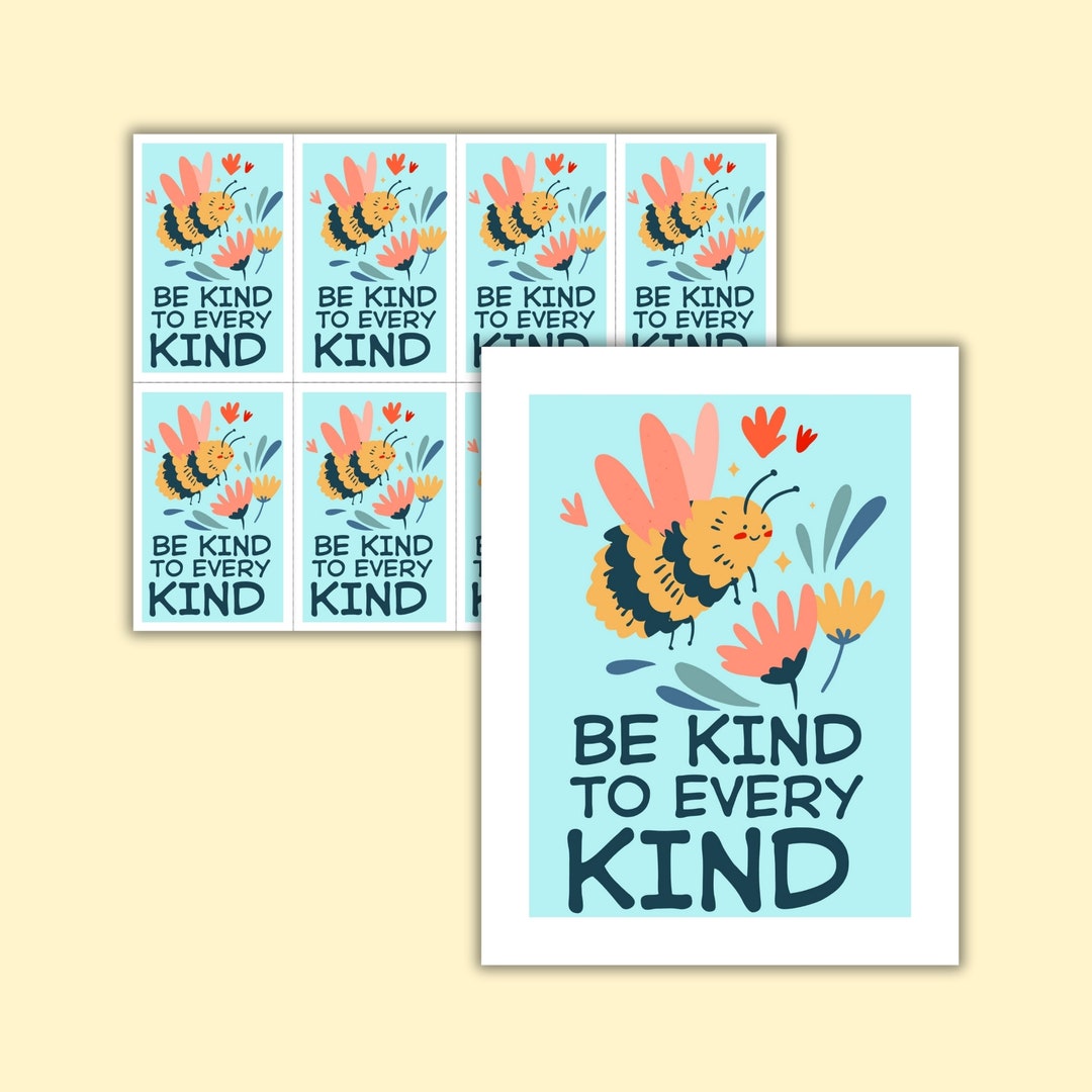 Be Kind Bee Art Print: Positive Flashcards (digital Download) - Etsy