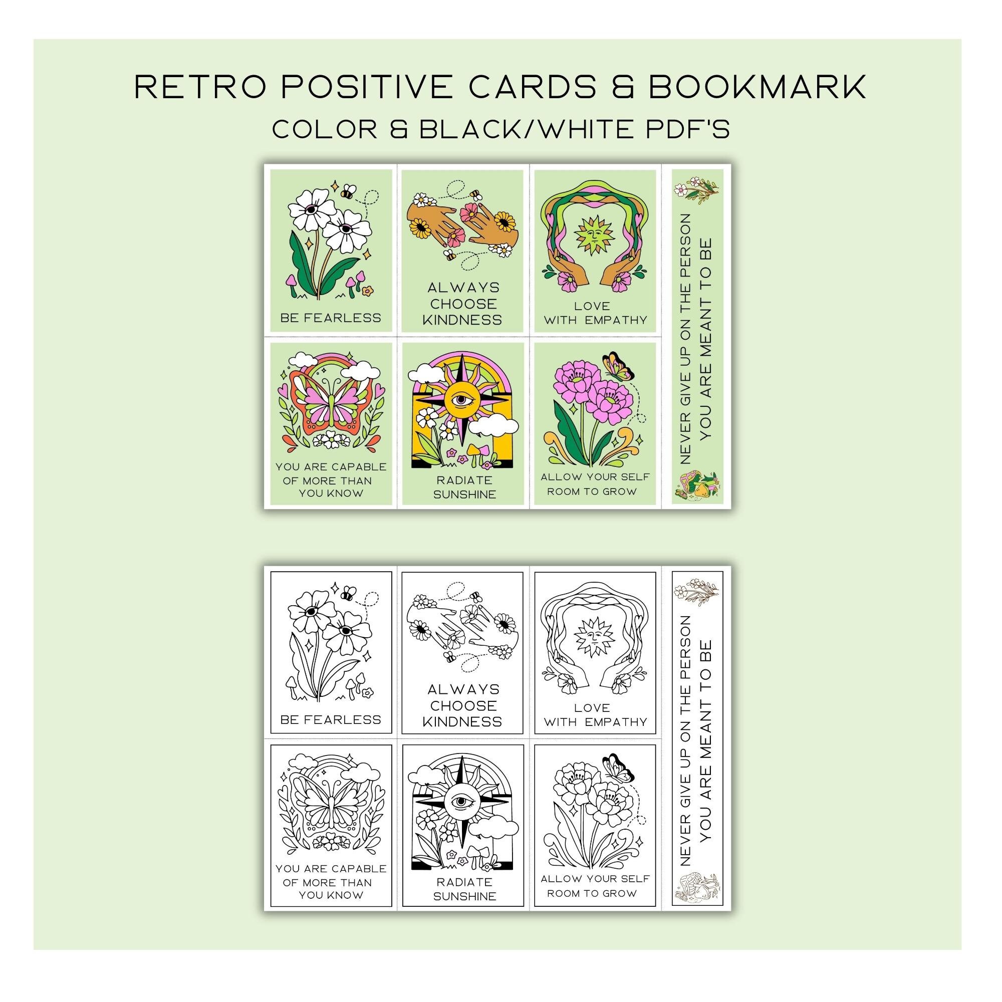 Retro Positivity Flashcards, Retro Positivity Bookmark, Pintables ...