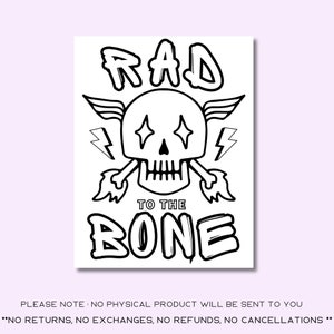 RAD Skull Coloring Page: Halloween Printable Art (digital Download) - Etsy