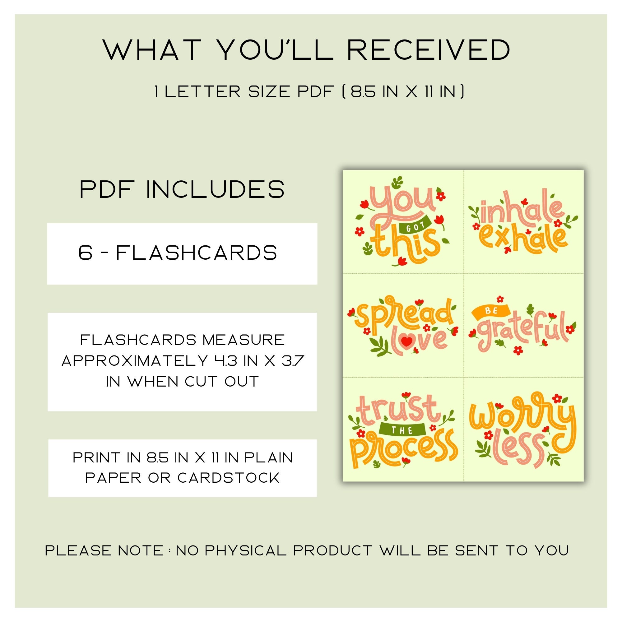 Grateful Flashcards, Digital Download Print, PDF Print, Printable ...