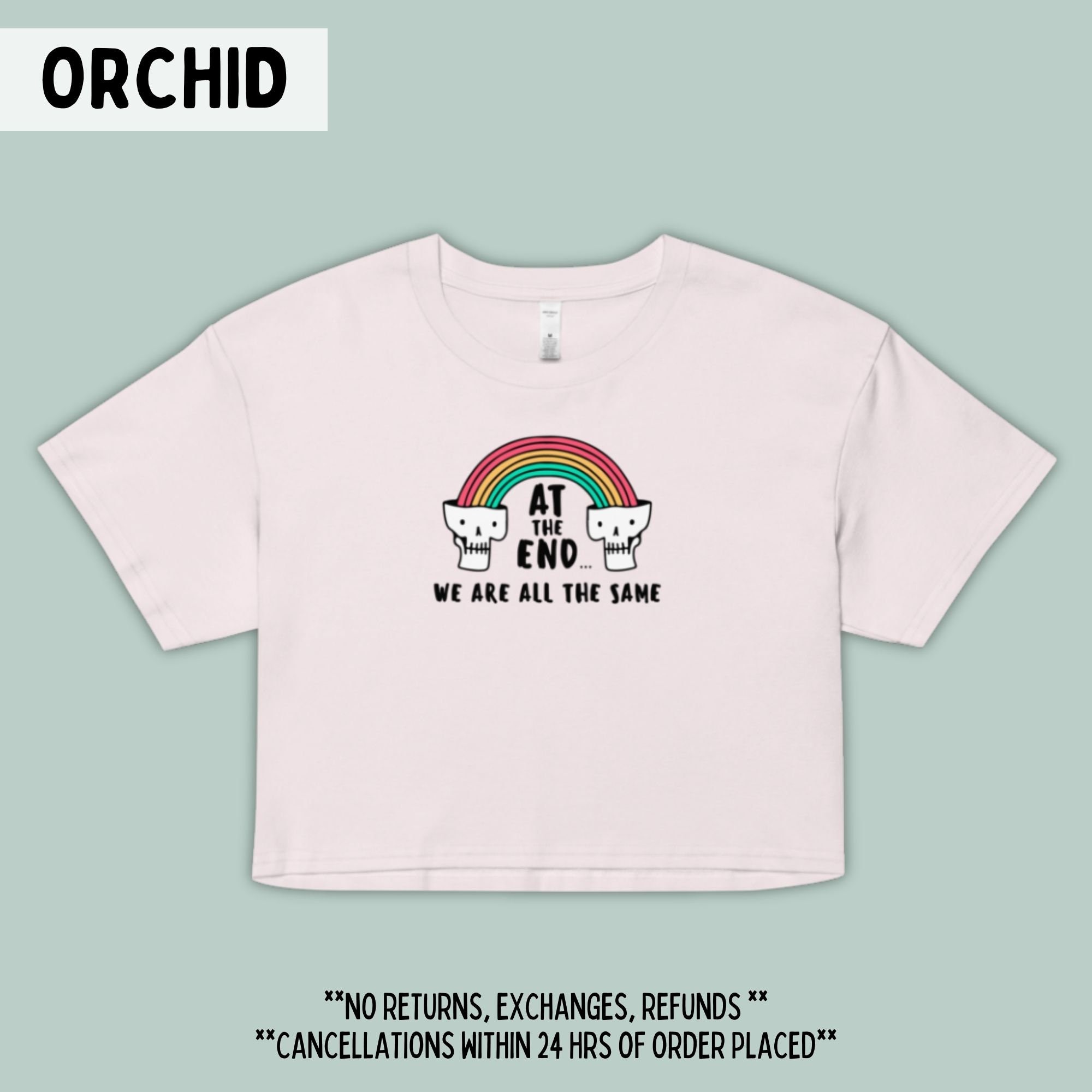 Womens Crop Top, Skull Crop Tee, Rainbow Crop Top, White Crop Top ...