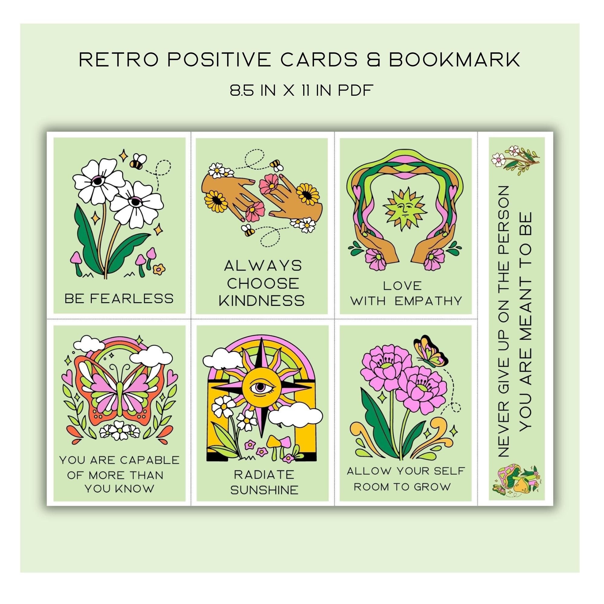 Retro Positivity Flashcards, Retro Positivity Bookmark, Pintables ...