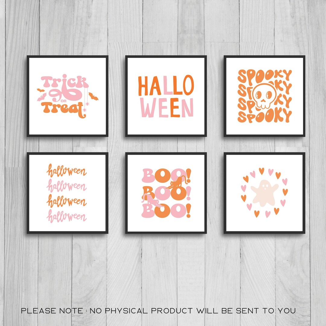 Halloween Kids Wall Art, Cute Halloween Art, Pastel Halloween Decor ...