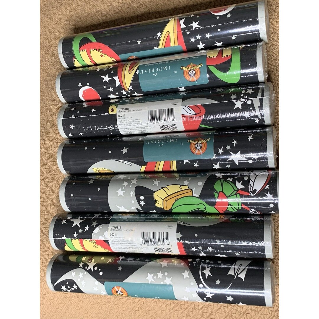 VTG RARE Imperial Prepasted Wall Paper Looney Tunes Marvin the Martian ...