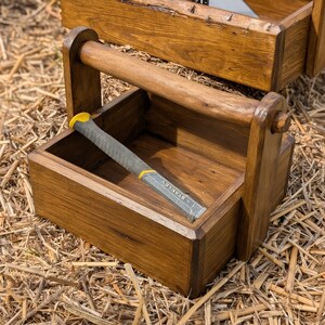 Handmade Chunky Wooden Trug With Hand Carved Willow Handle / Tools ...