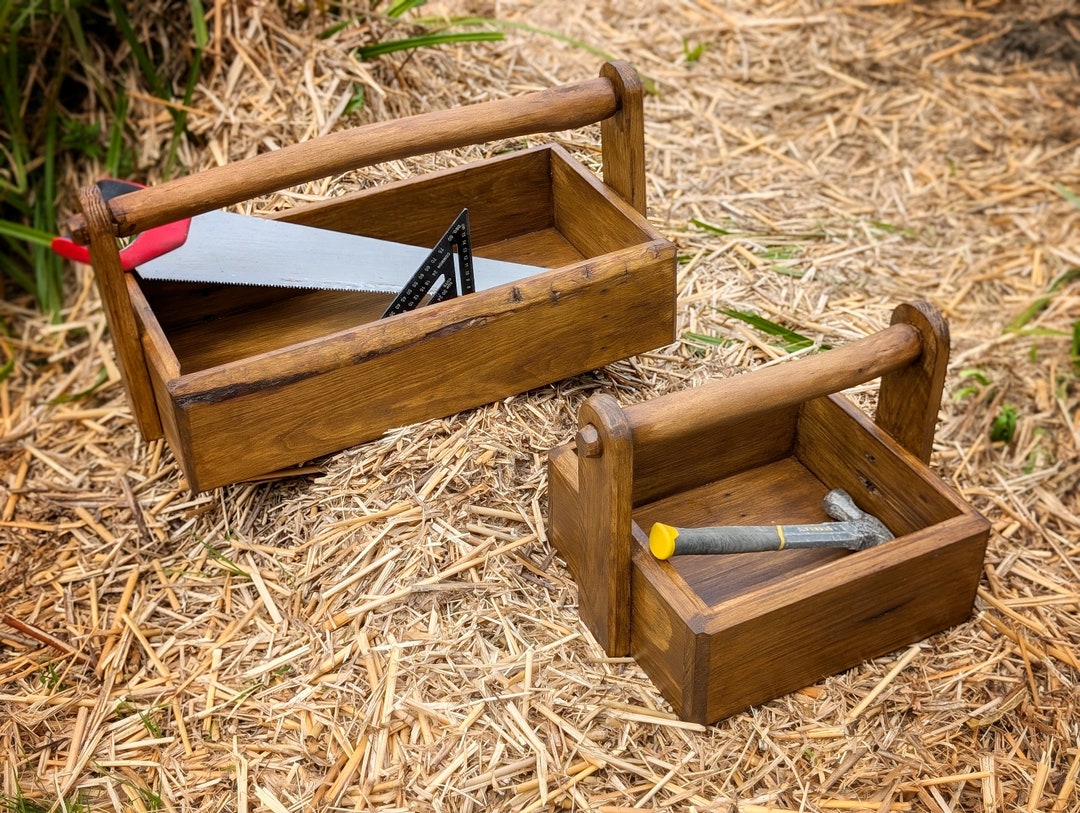 Handmade Chunky Wooden Trug With Hand Carved Willow Handle / Tools ...