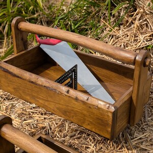 Handmade Chunky Wooden Trug With Hand Carved Willow Handle / Tools ...