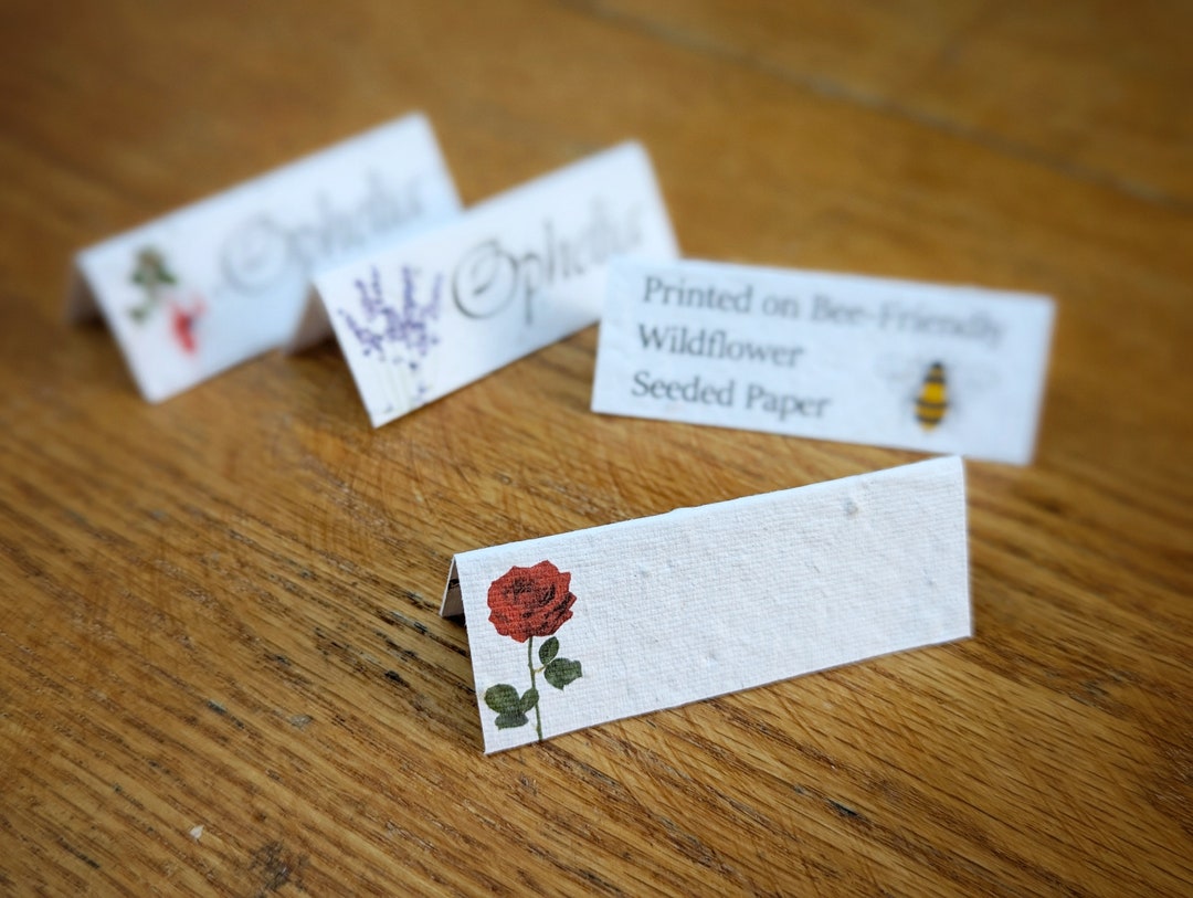 Handmade Seeded Paper Place Cards: Plantable Wildflower Design Blank ...
