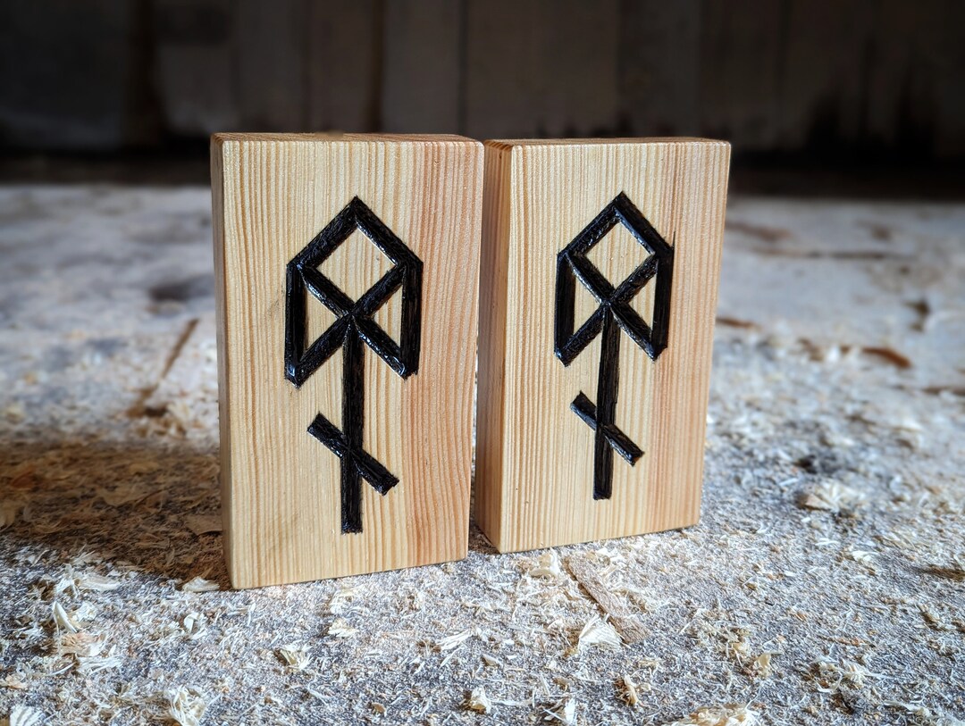 Hand Carved Runic Magic 'odin' Bind Rune Made From Reclaimed Oak Elder ...