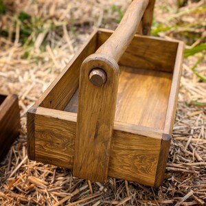 Handmade Chunky Wooden Trug With Hand Carved Willow Handle / Tools ...
