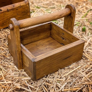 Handmade Chunky Wooden Trug With Hand Carved Willow Handle / Tools ...