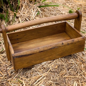 Handmade Chunky Wooden Trug With Hand Carved Willow Handle / Tools ...