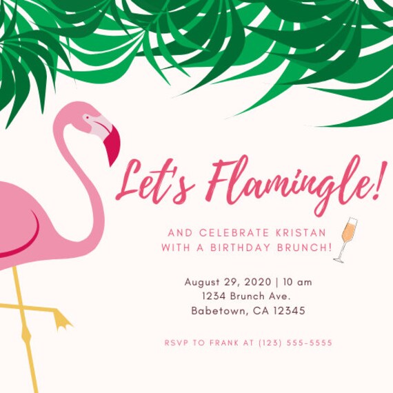 Lets Flamingle Birthday Invitation Flamingo Birthday Party | Etsy