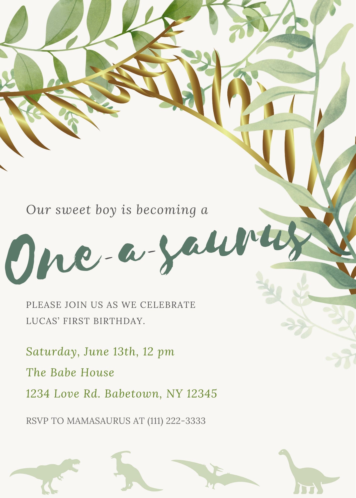 Oneasaurus Dinosaur First Birthday Invitation - Etsy