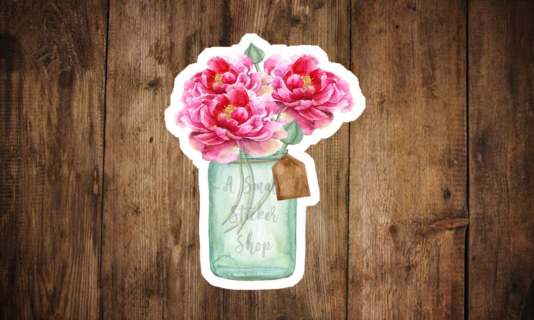 Flower Vase of Peonies Sticker Custom Vinyl Sticker Die Cut - Etsy