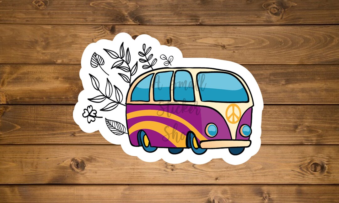 Hippie Van Sticker, Bus Vinyl Stickers, Laptop Decals, Peace and Love ...