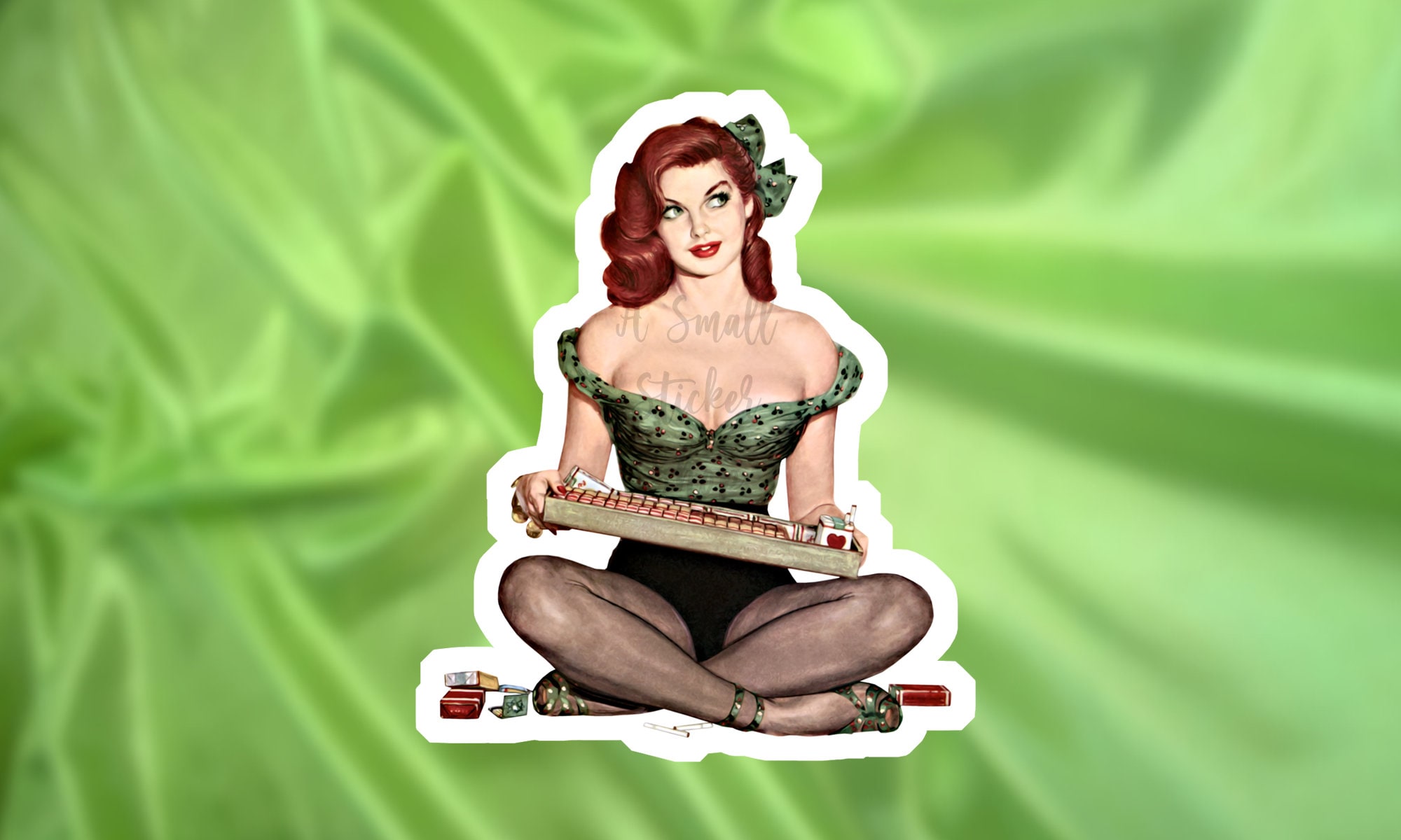 Retro Pin Up Sticker Pin Up Girl Sticker Small Vintage Pinup Etsy
