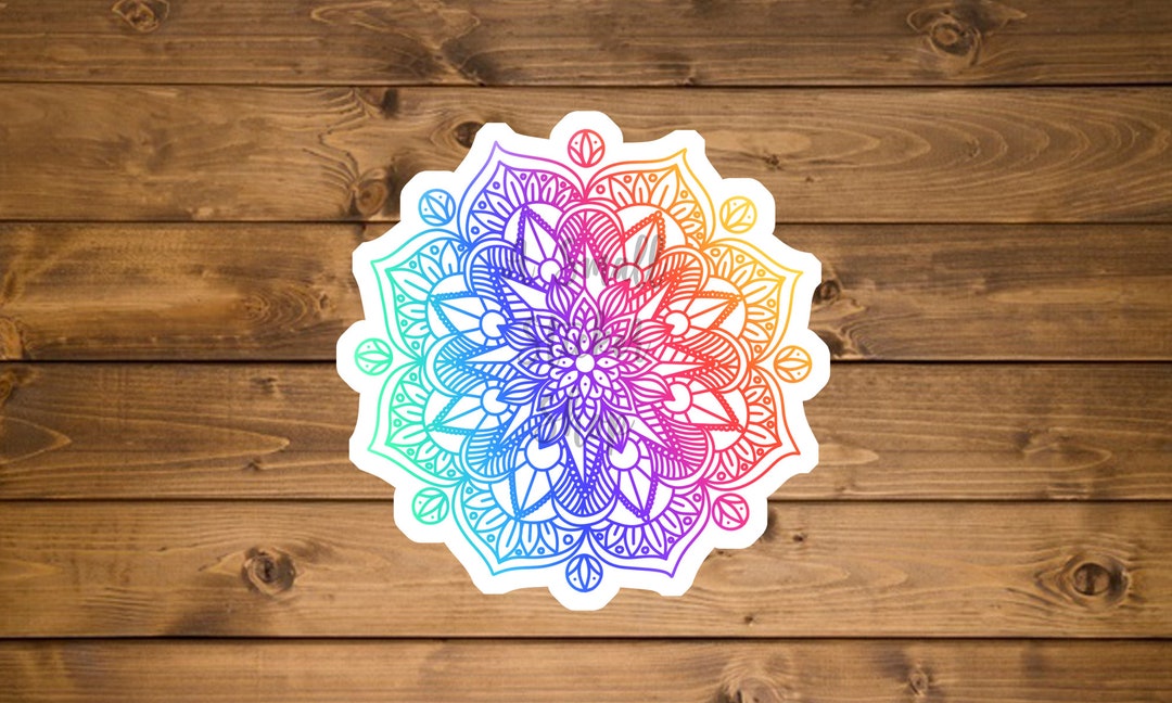 Rainbow Mandala Sticker, Mandala Vinyl Sticker, Small Mandala Wall ...