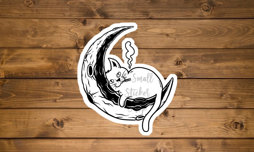Stoned Cat Sticker Cat Smoking Pot Smoking Cat Sticker - Etsy