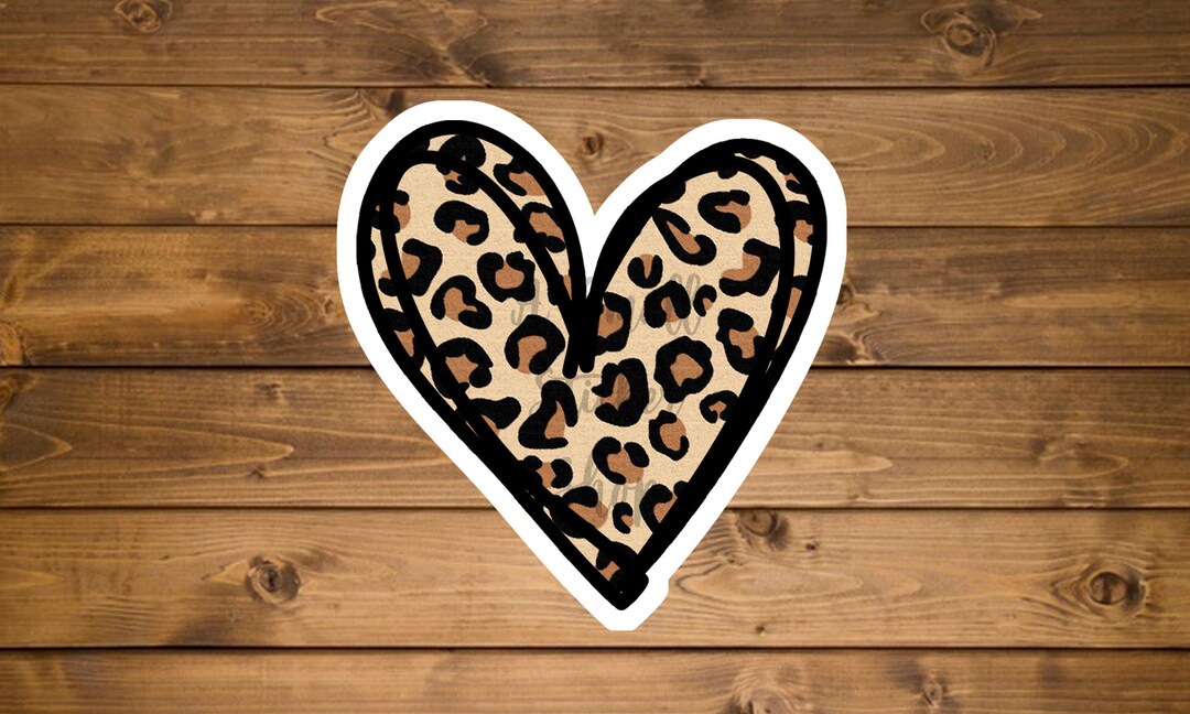 Leopard Aesthetic Sticker, Small Heart Sticker, Heart Vinyl Sticker ...