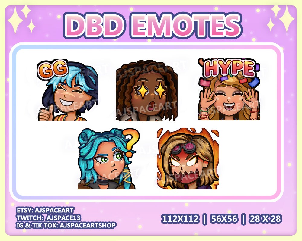 Dead by Daylight DBD Survivor Emote Pack of 5 Haddie Kaur Elodie Rakoto ...