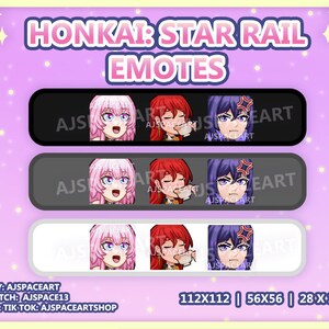Honkai Star Rail Pack of Emotes Featuring Himeko March 7th and Seele ...