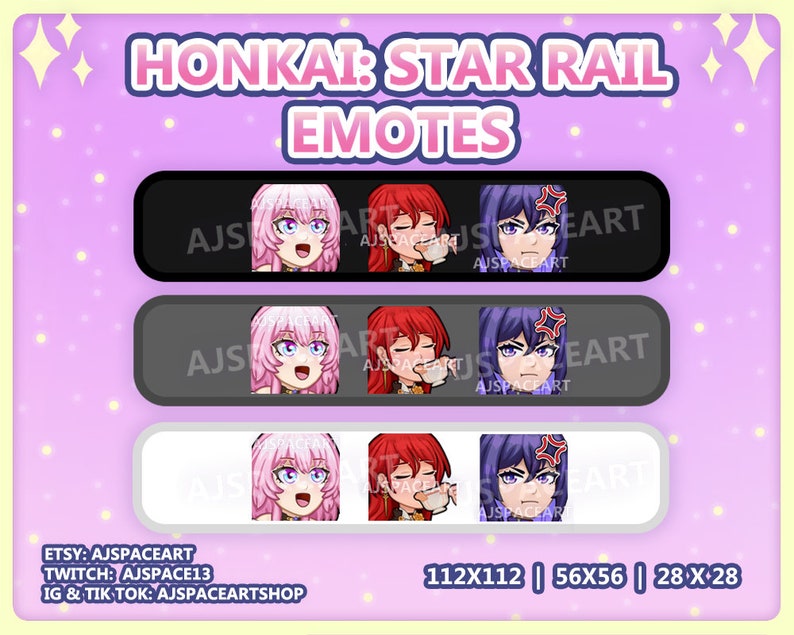 Honkai Star Rail Pack of Emotes Featuring Himeko March 7th and Seele ...