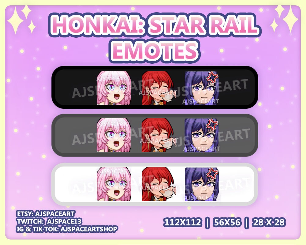 Honkai Star Rail Pack of Emotes Featuring Himeko March 7th and Seele ...