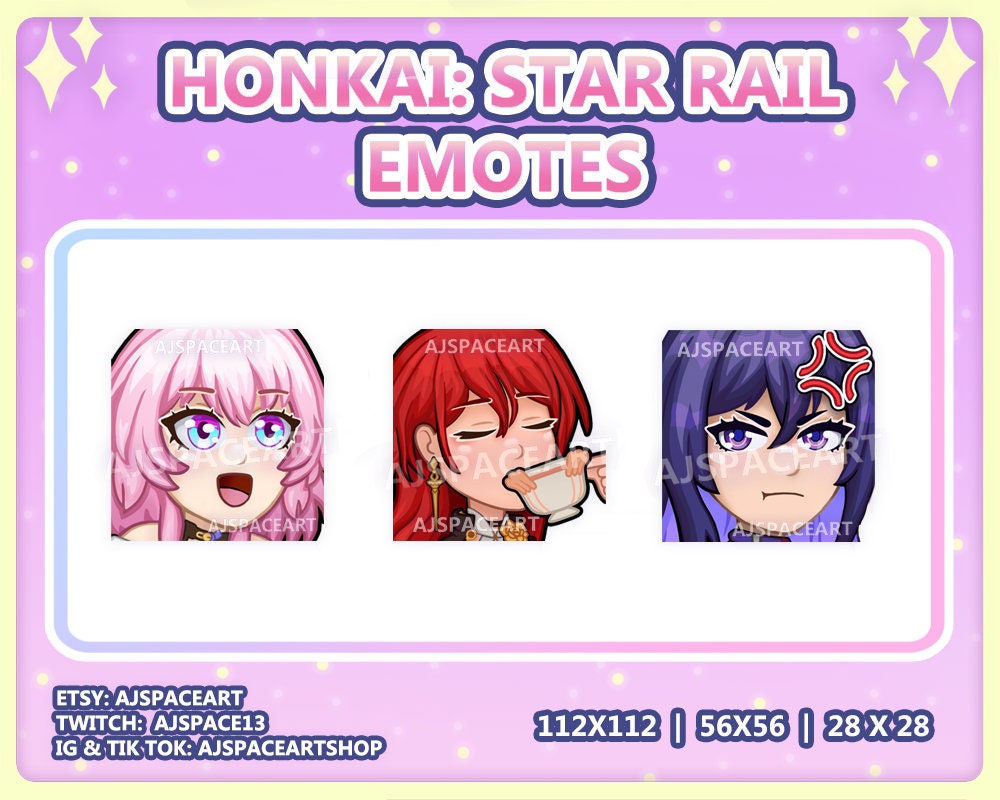 Honkai Star Rail Pack of Emotes Featuring Himeko March 7th and Seele ...