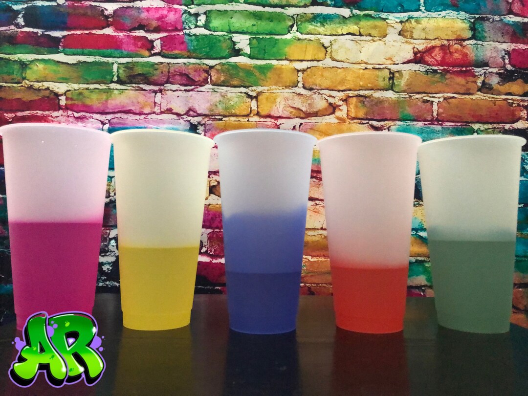 Reusable 24 Oz Color Changing Tumblers 5 Pk - Etsy