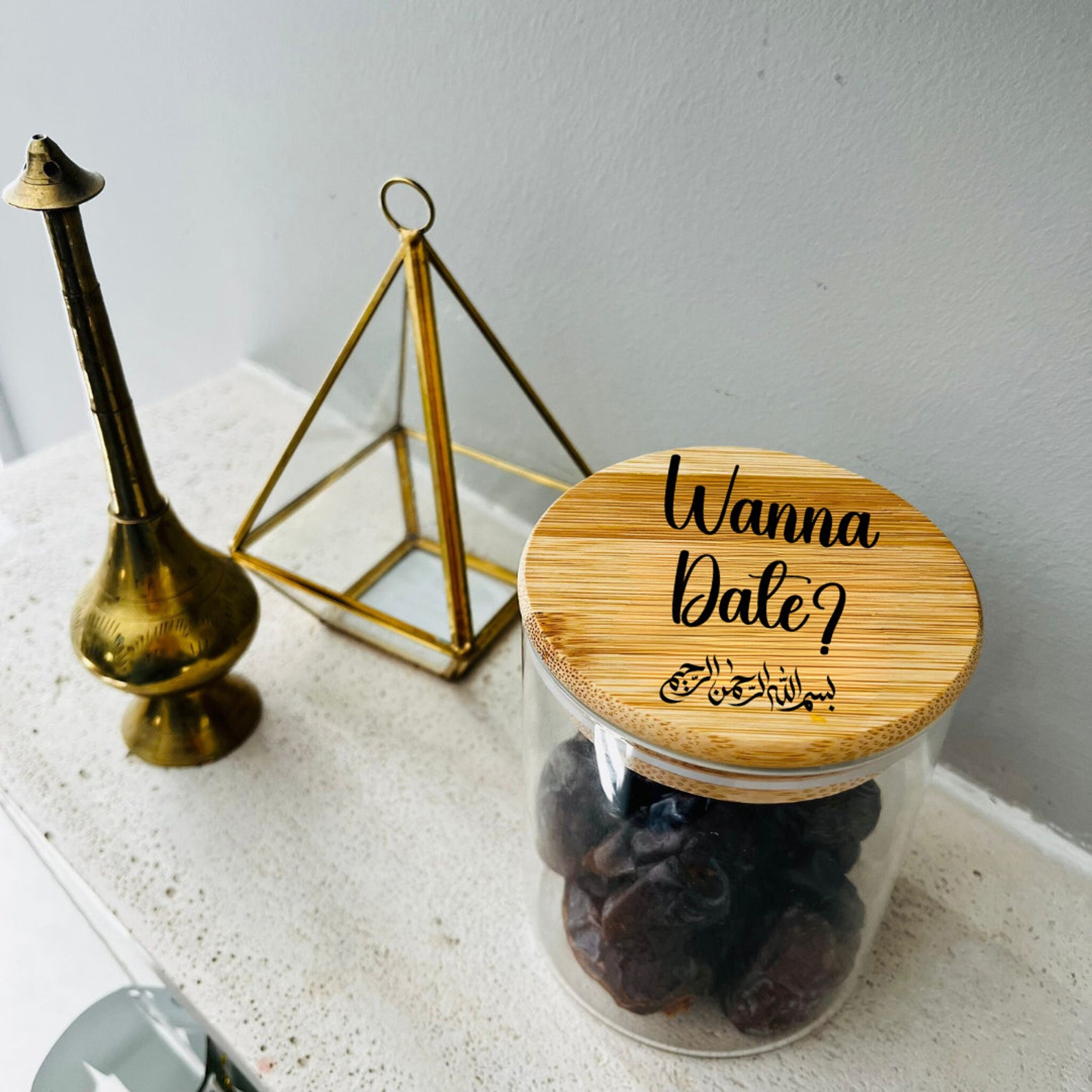 Glass Snack Candy Jar, Wanna Date Bismillah Jar, Arabic Calligraphy ...