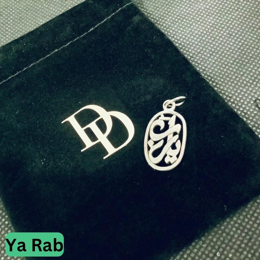 Ya Rab Arabic Calligraphy Silver Muslim Charm, Islamic Tasbeeh Charm ...