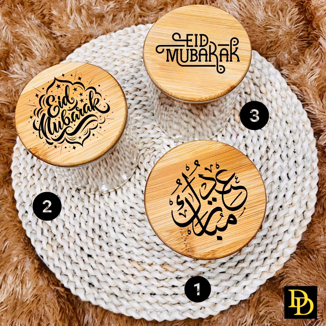 Umrah Hajj Mabroor Engraved Eid Mubarak Glass Candy Jar Couple Gift Eid ...