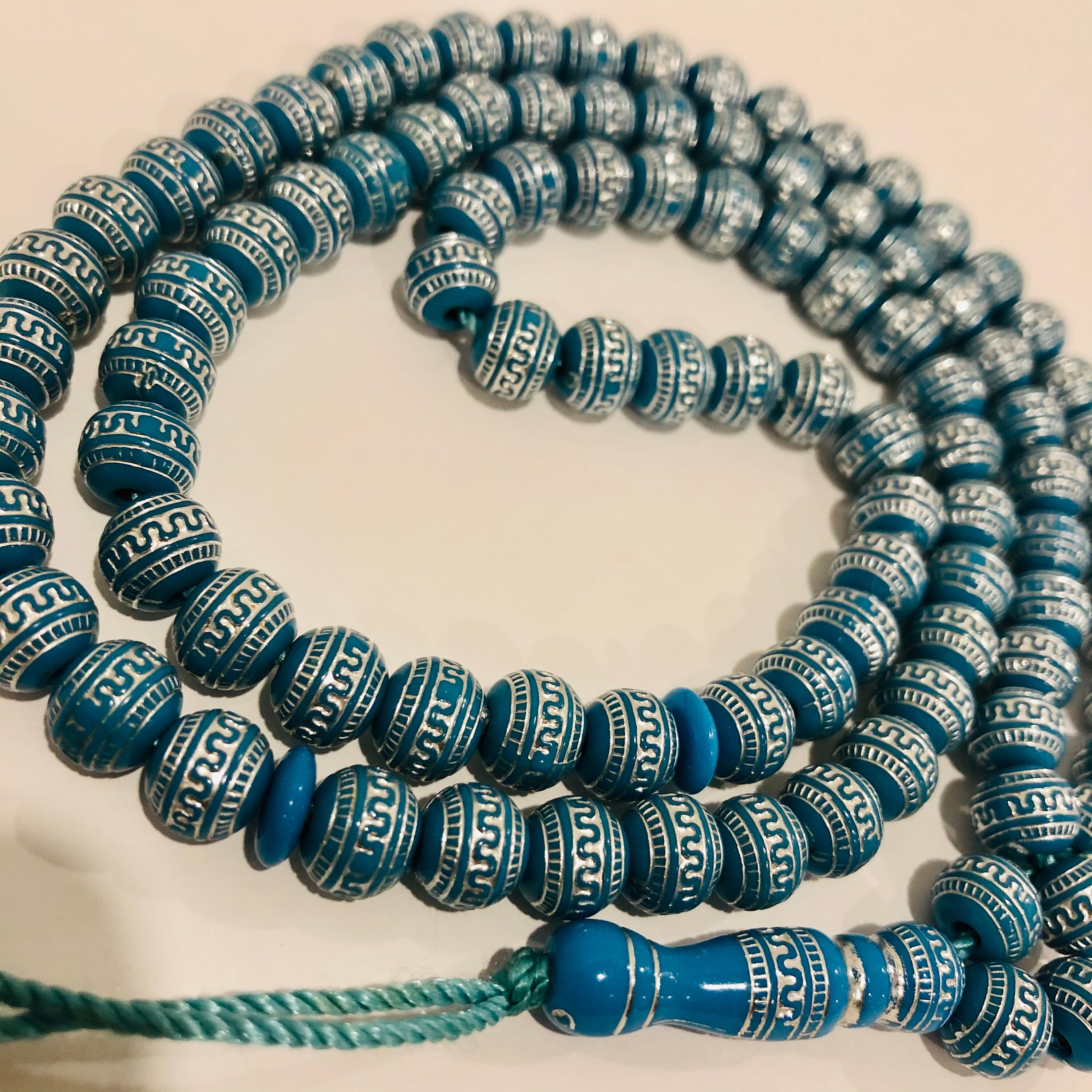 Islamic 99 Blue Bead Tasbih Tasbeeh Arabian prayer Worry beads | Etsy