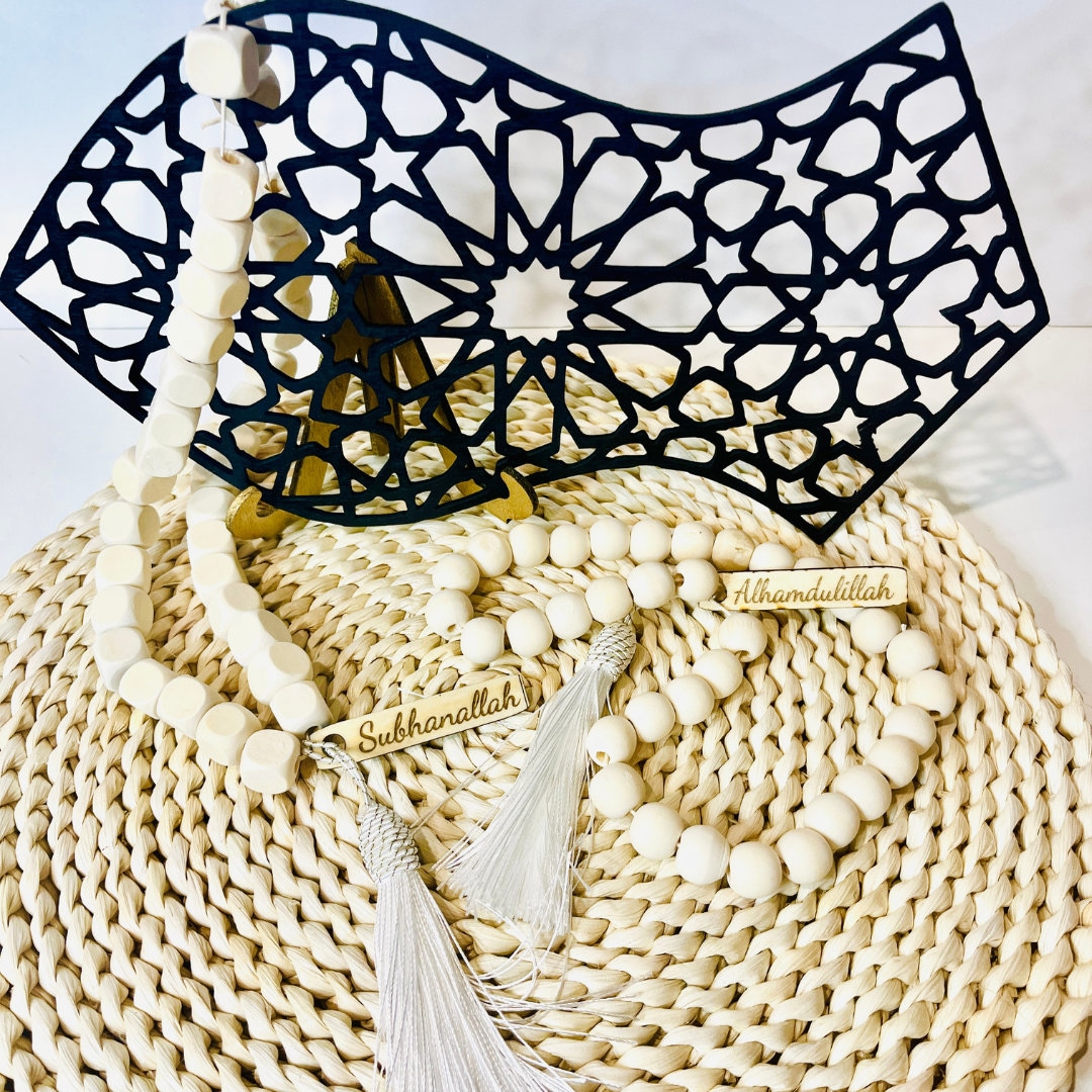 Ramadan Wood Bead Garland Tasbih Decoration, Subhanallah Eid Fireplace ...