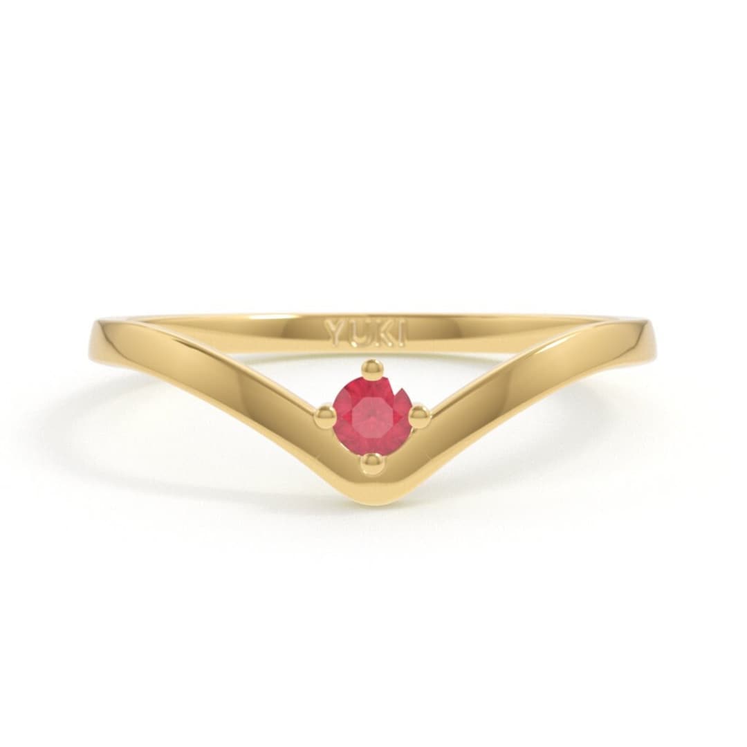 14k Ruby Chevron Ring | Ruby Solitaire Ring | Chevron Ruby Ring | Ruby ...