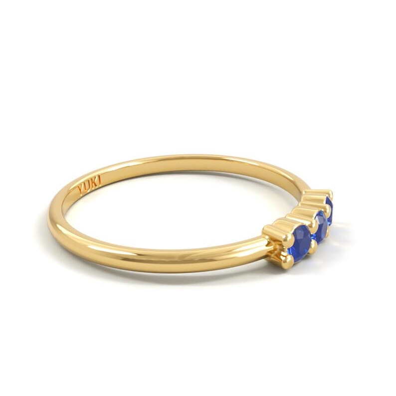 14k 3 Stones Sapphire Ring | Three Stones Sapphire Ring | Sapphire ...