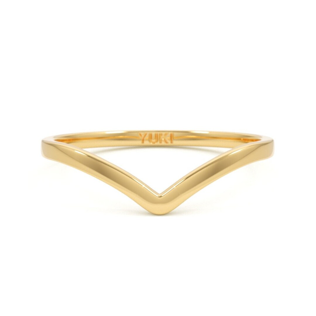 14k Chevron Ring | Solid Gold Ring | Stacking Ring | Gold V Ring | Gold ...