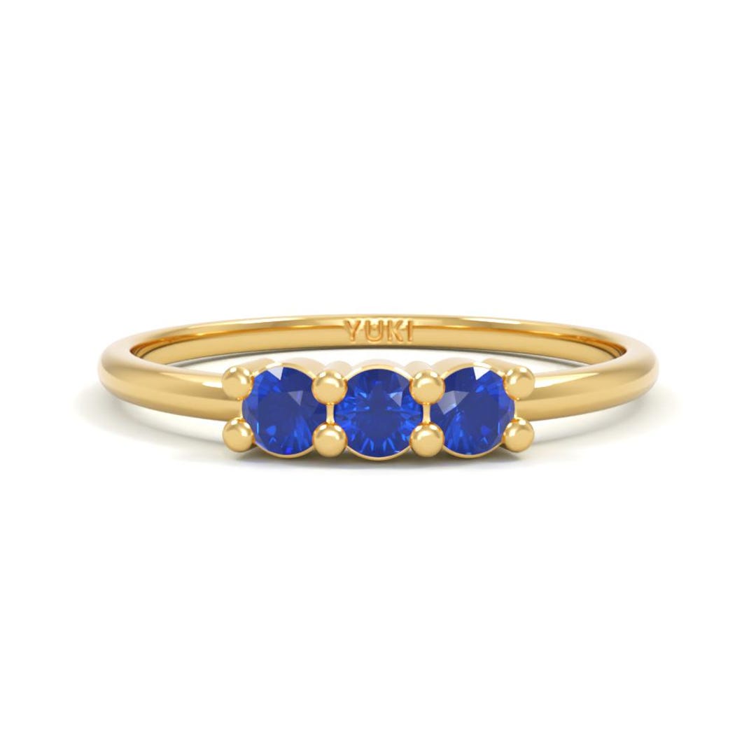 14k 3 Stones Sapphire Ring | Three Stones Sapphire Ring | Sapphire ...