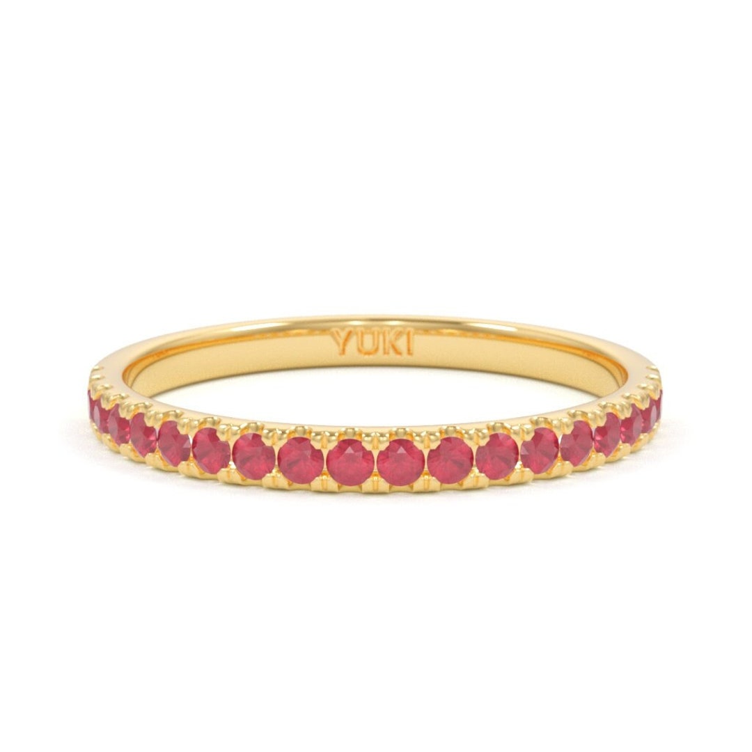 Ruby Eternity Ring 14k Half Eternity Ruby Ring Ruby Wedding Ring Ruby Anniversary Ring Etsy