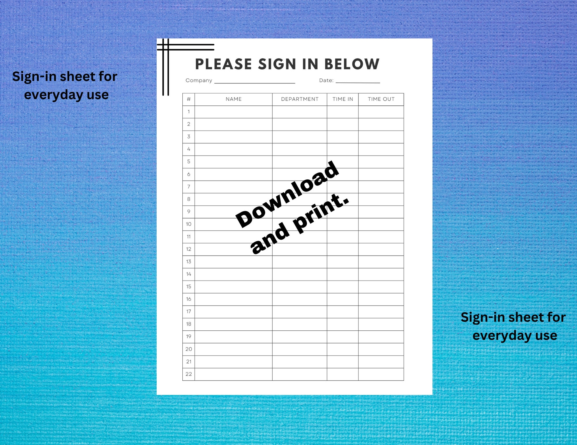 Printable- Sign-in Sheet. Daily Printable Use- Sign in Sheet-digital ...