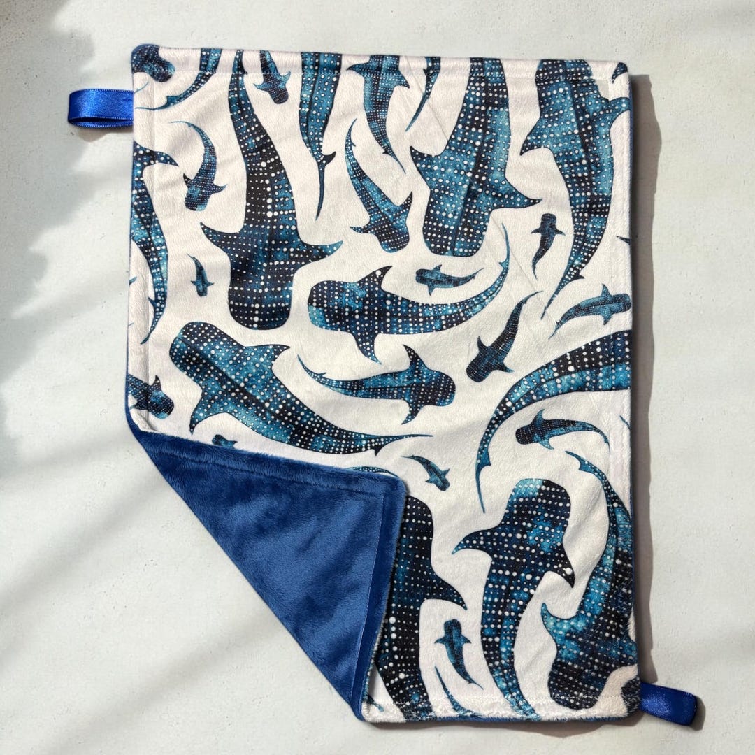Whale Shark Lovey Blanket Minky Security Blanket Baby Toddler Ocean - Etsy