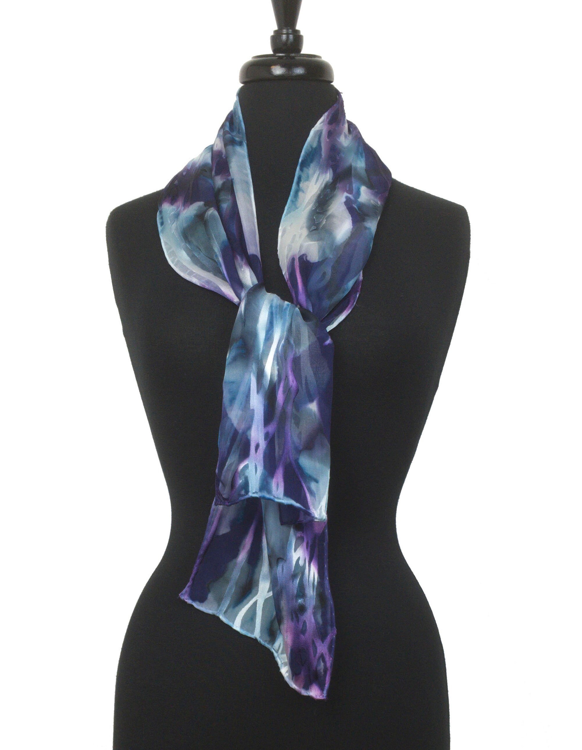 SDS013 Indigo Blue Devoré Scarf - Etsy