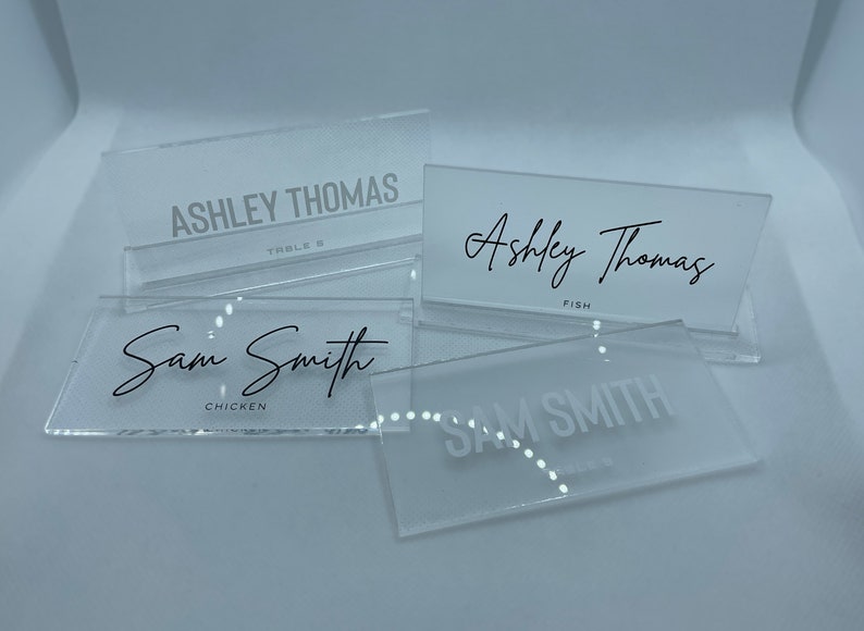 Acrylic Name Plates, Modern Calligraphy Name Card, Laser Cut, Lucite ...