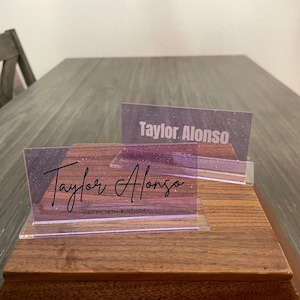 Acrylic Name Plate, Modern Calligraphy Name Card, Specialty Glitter ...